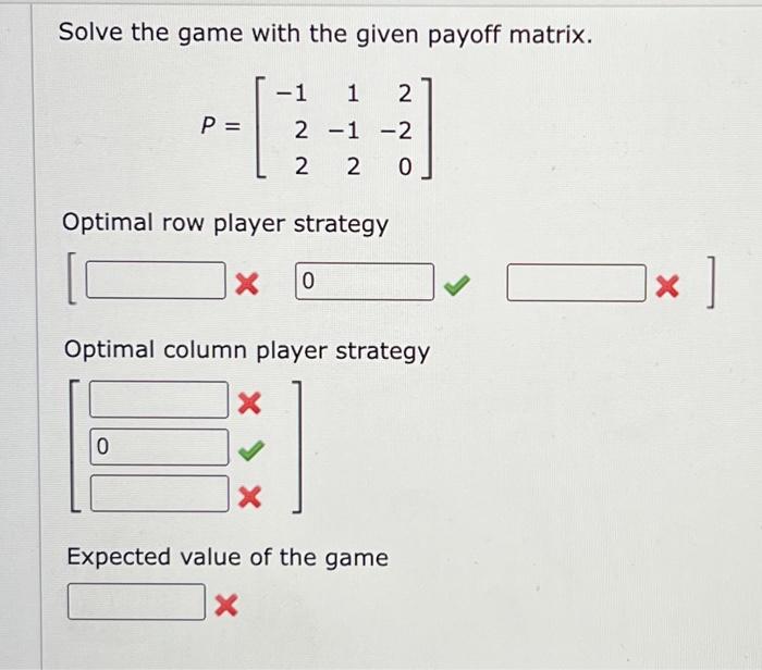 Solved Solve the game with the given payoff matrix. | Chegg.com