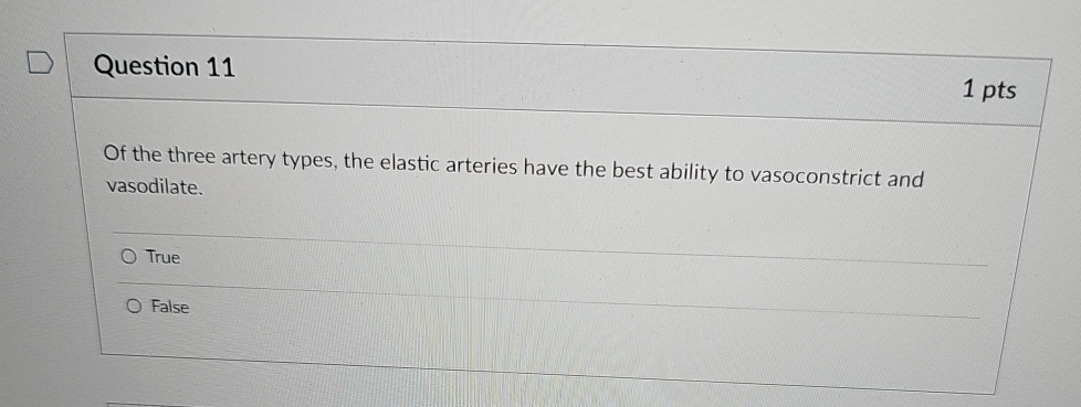 Solved Question 111 ﻿ptsOf the three artery types, the | Chegg.com