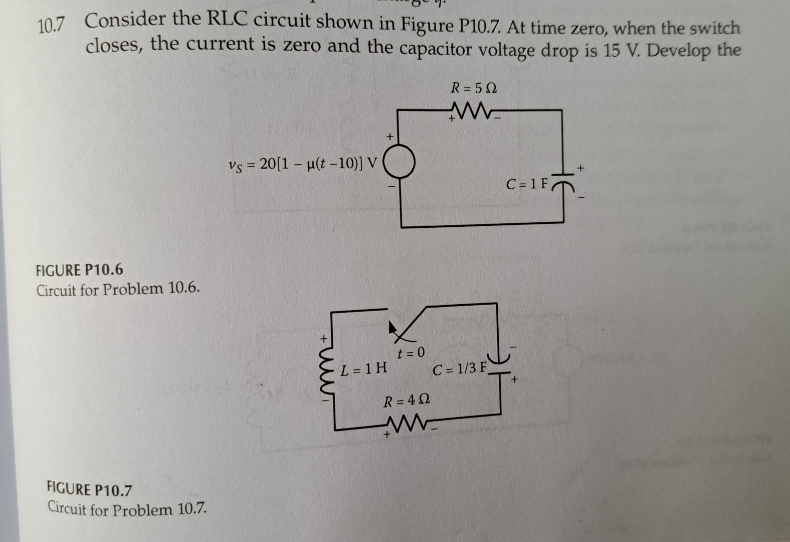 Solved 10.7 ﻿Consider the RLC circuit shown in Figure P10.7. | Chegg.com