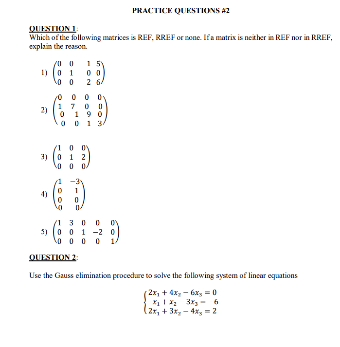 Solved PRACTICE QUESTIONS #2OUESTION 1:Which of the | Chegg.com