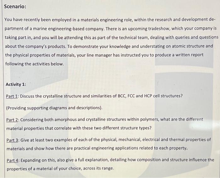 Solved Scenario: You have recently been employed in a | Chegg.com