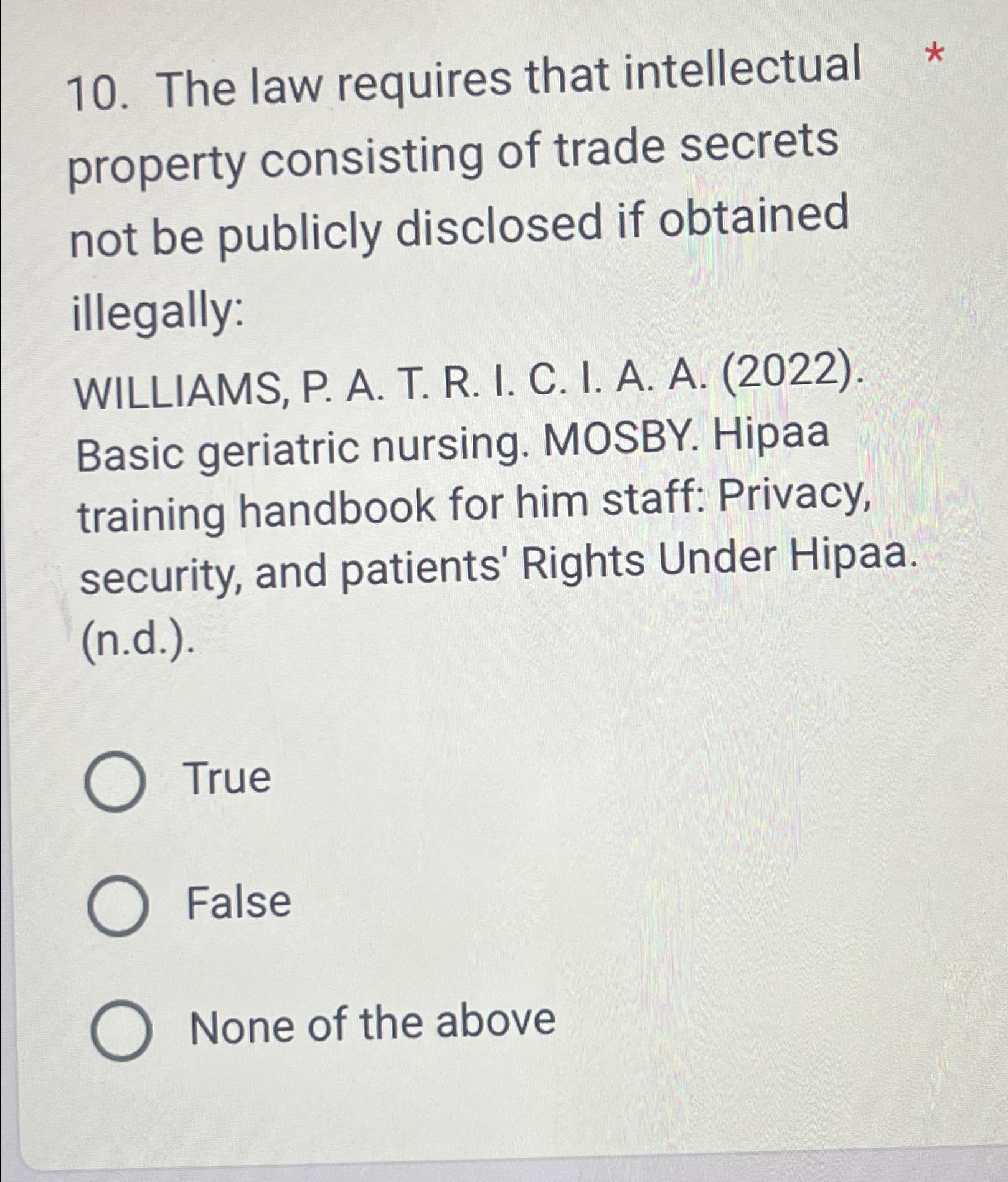 Solved The law requires that intellectual property | Chegg.com