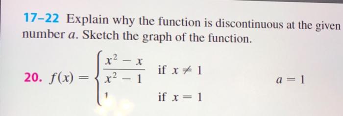 Solved 17-22 Explain why the function is discontinuous at | Chegg.com