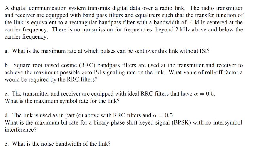 Solved A digital communication system transmits digital data | Chegg.com