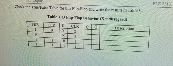 Solved ELE 2213 7. Check the True/False Table for this | Chegg.com
