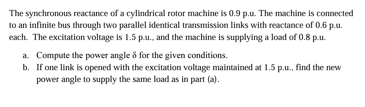 Solved The synchronous reactance of a cylindrical rotor | Chegg.com