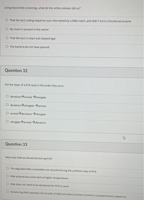 Solved Using blue/white screening, what do the white | Chegg.com