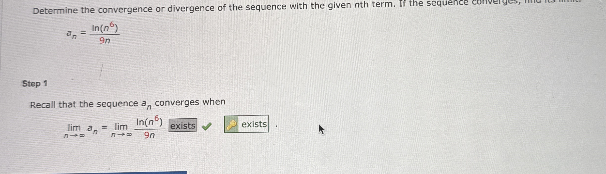 Solved an=ln(n6)9nStep 1Recall that the sequence an | Chegg.com