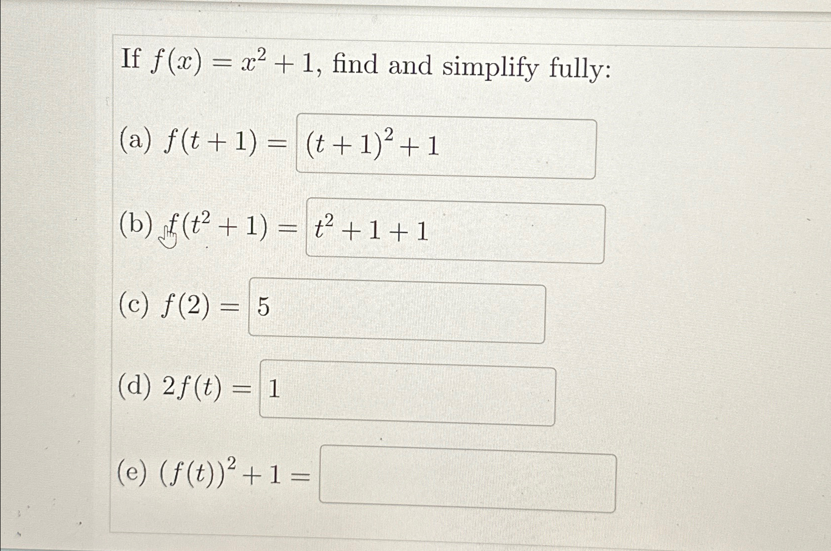 Solved If f(x)=x2+1, ﻿find and simplify | Chegg.com