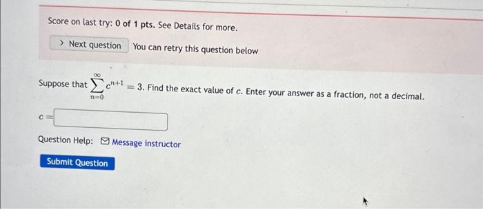 Solved c= Question Help: Message instructor | Chegg.com