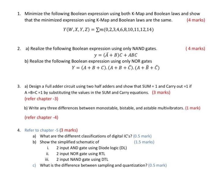 Solved 1. Minimize the following Boolean expression using | Chegg.com