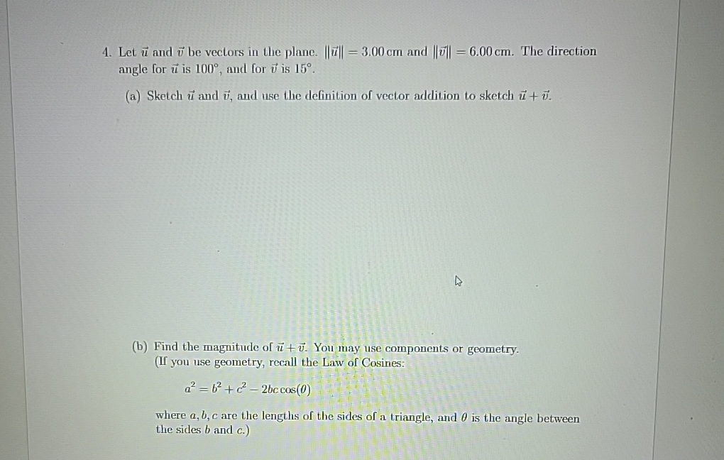 Solved Let vec(u) ﻿and vec(v) ﻿be vectors in the plane. | Chegg.com