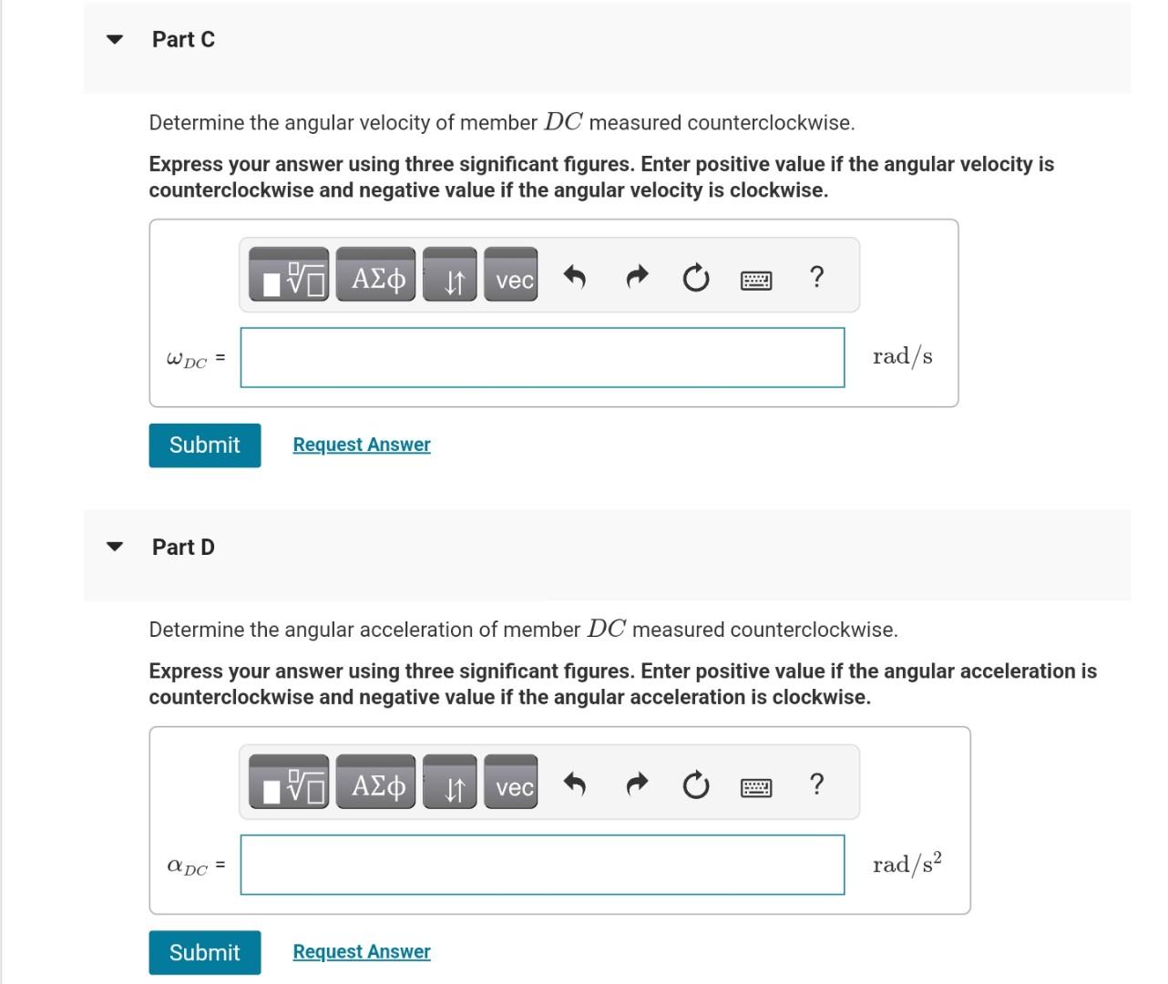 Solved Member AB has the angular velocity ωAB=2rad/s and | Chegg.com