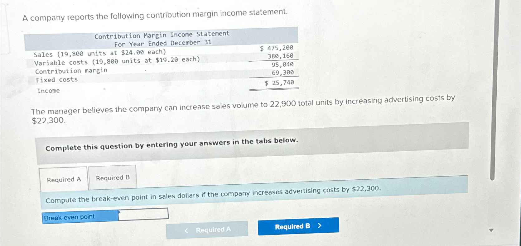 A company reports the following contribution margin | Chegg.com