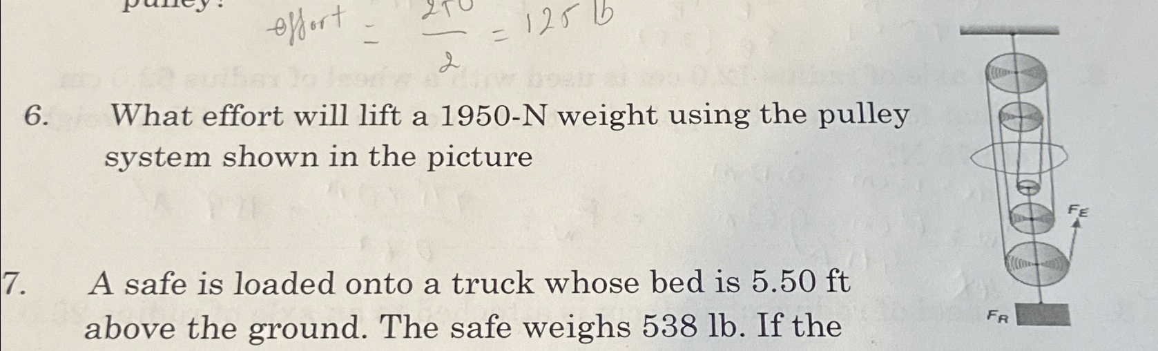 Solved What effort will lift a 1950-N ﻿weight using the | Chegg.com
