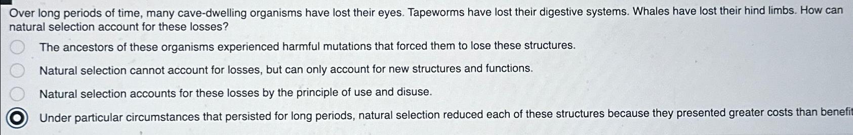 Solved Over long periods of time, many cave-dwelling | Chegg.com