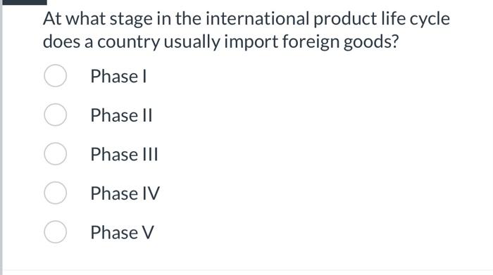 Solved At what stage in the international product life cycle | Chegg.com