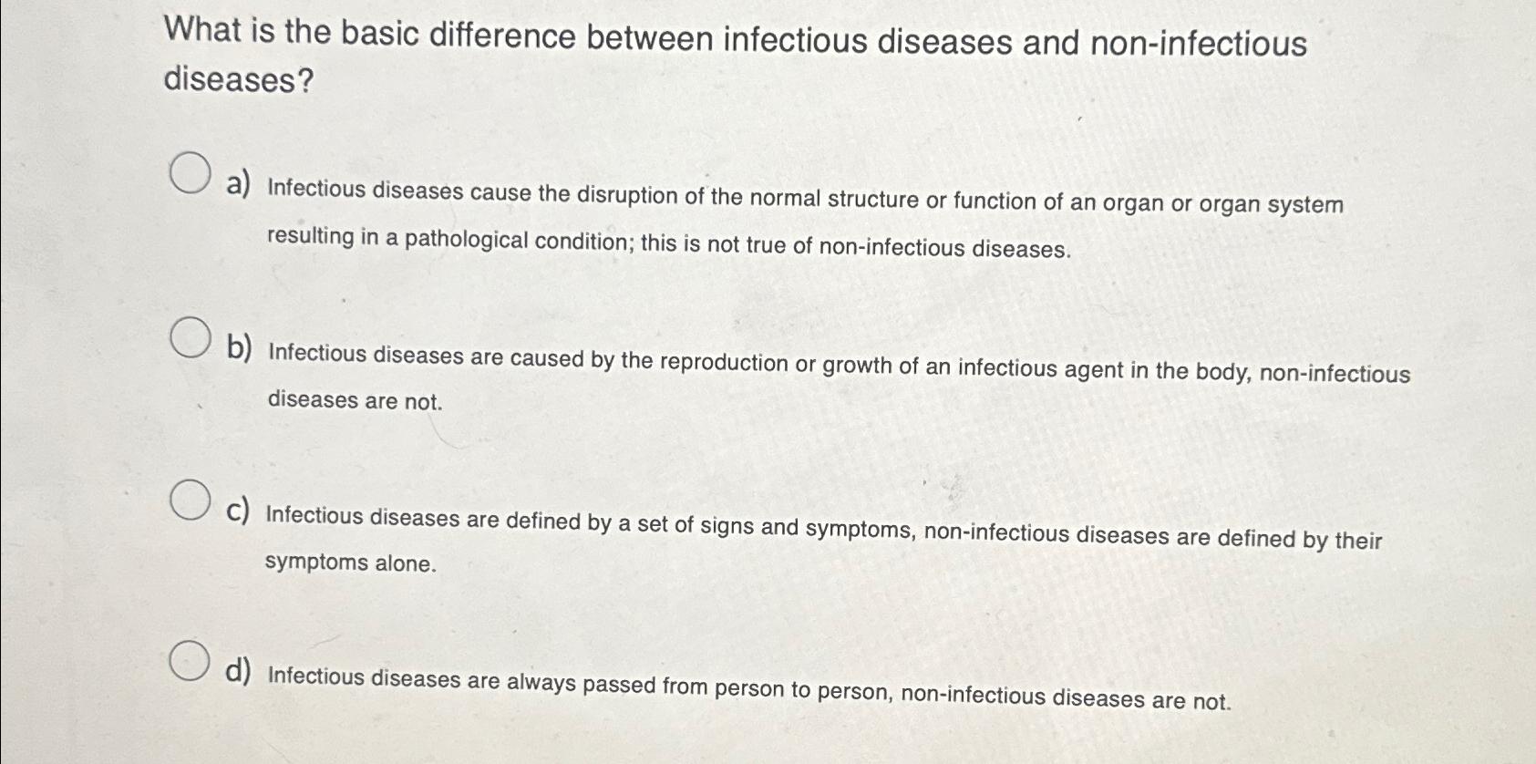 Solved What is the basic difference between infectious | Chegg.com