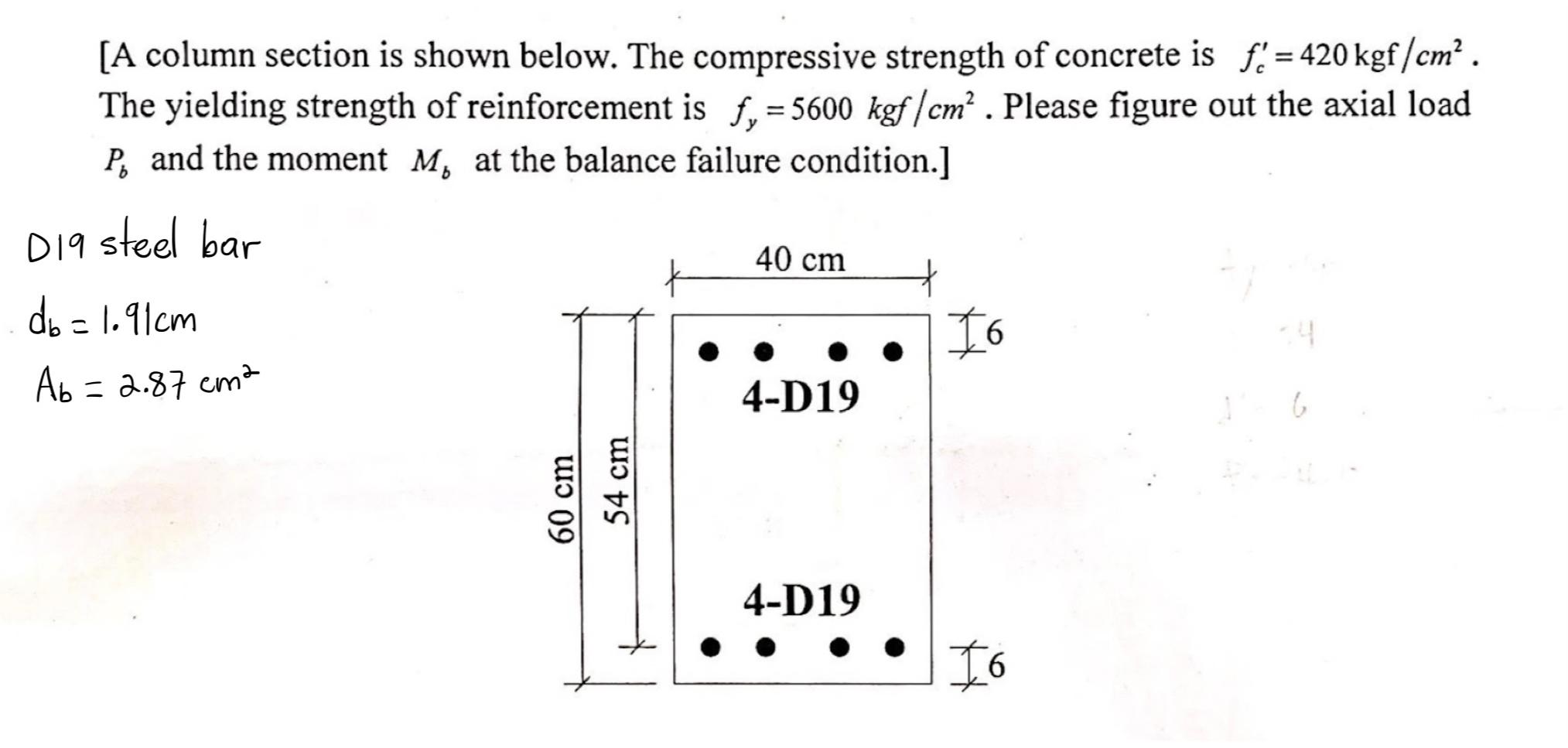 Solved [A column section is shown below. The compressive | Chegg.com