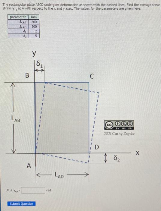 Solved The rectangular plate ABCD undergoes deformation as | Chegg.com