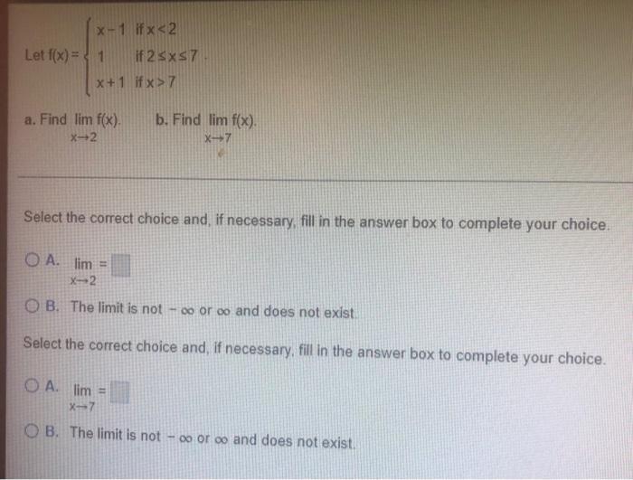 Solved x-1 ifx 7 a. Find | Chegg.com