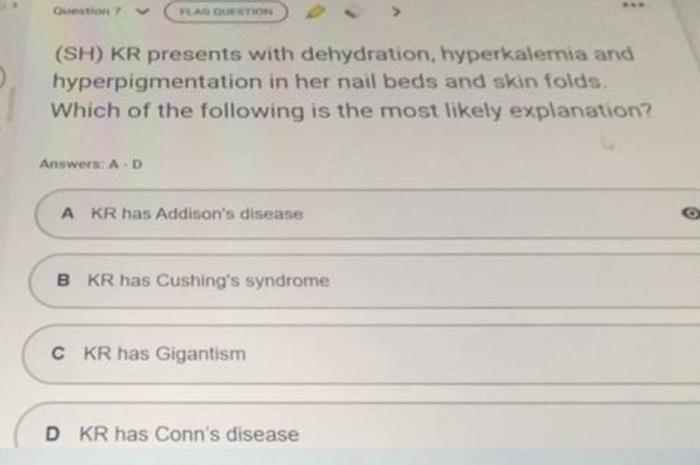 Solved (SH) KR presents with dehydration, hyperkalemia and | Chegg.com