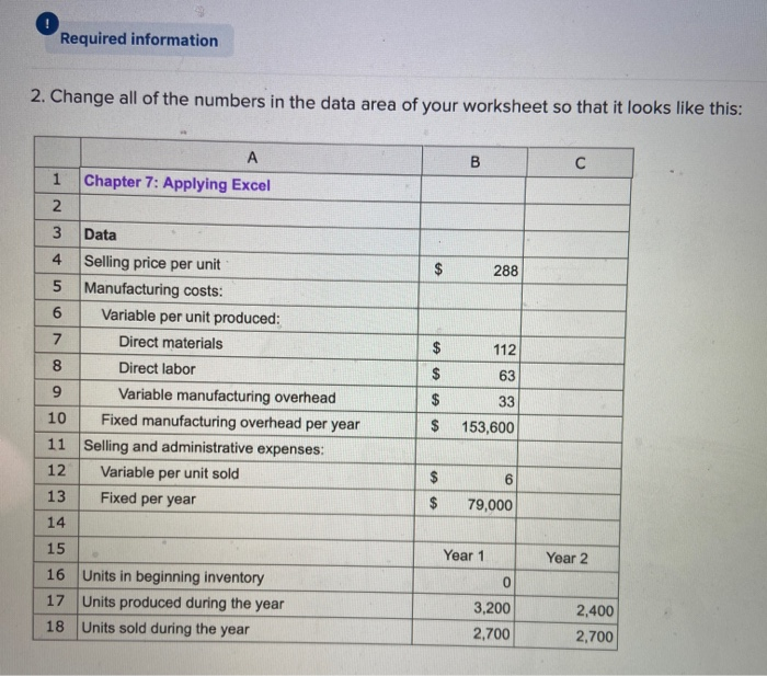 Solved Required information Chapter 7: Applying Excel Step | Chegg.com Solved Required information Chapter 7: Applying Excel Step | Chegg.com