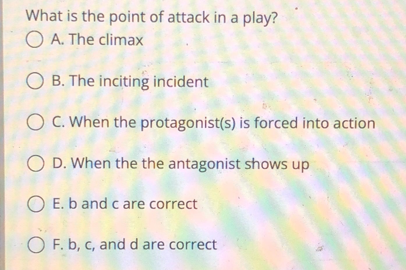 Solved What is the point of attack in a play?A. ﻿The | Chegg.com