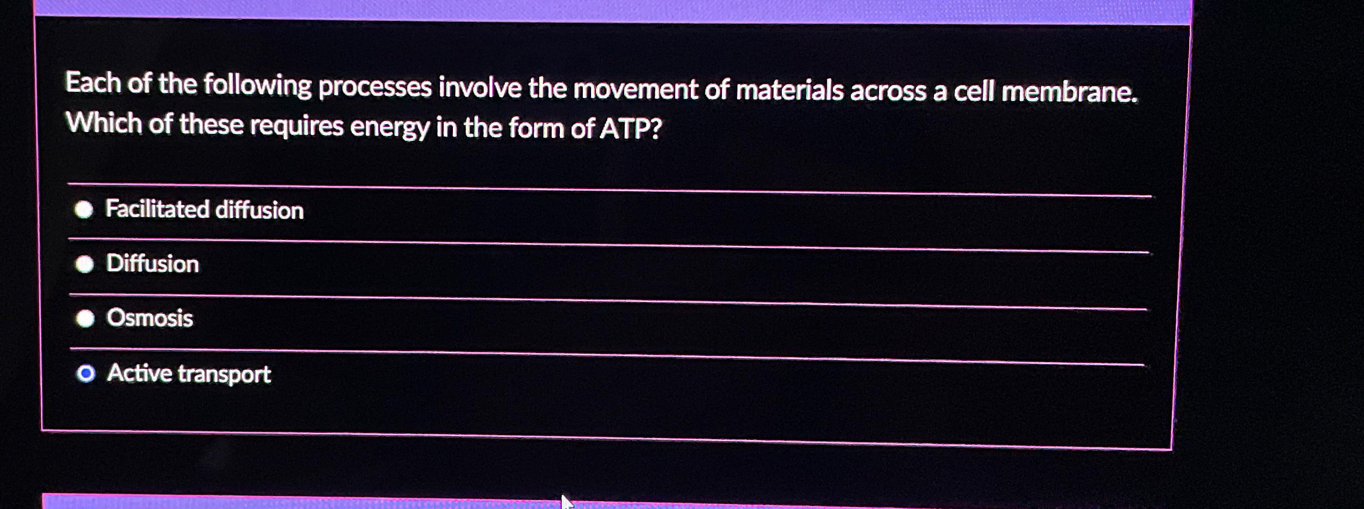 Solved Each of the following processes involve the movement | Chegg.com