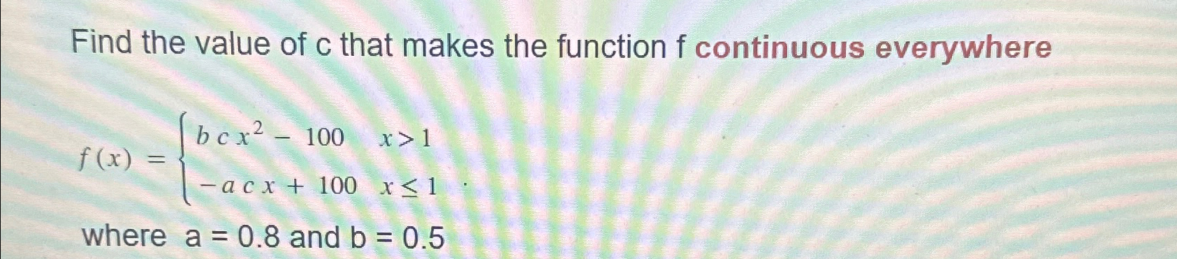 Solved Find the value of c ﻿that makes the function f | Chegg.com