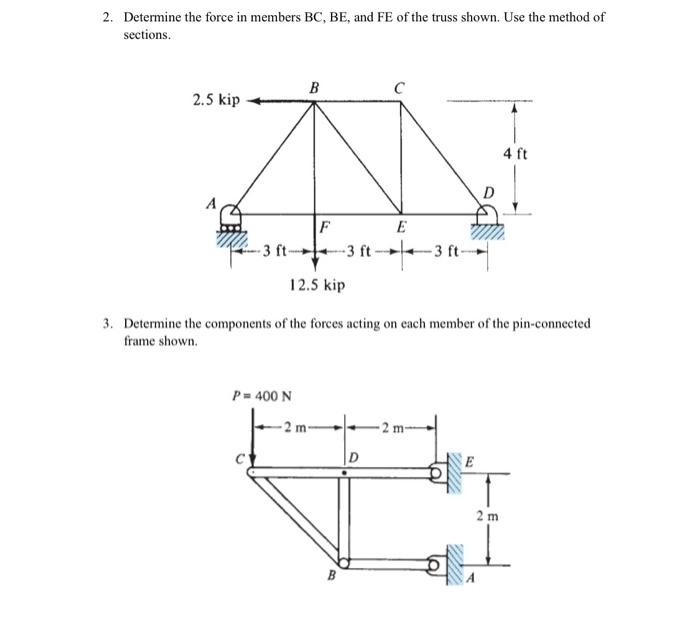 Solved 1. Using the method of joints, determine the force in | Chegg.com