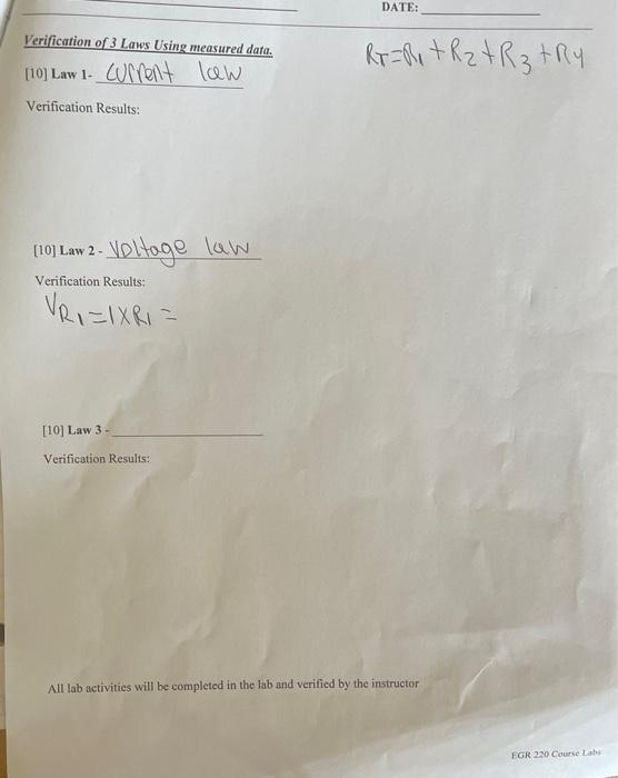 Solved Equipment Required DC Power Supply Digital Multimeter | Chegg.com