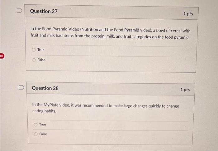 Solved In the Food Pyramid Video (Nutrition and the Food | Chegg.com