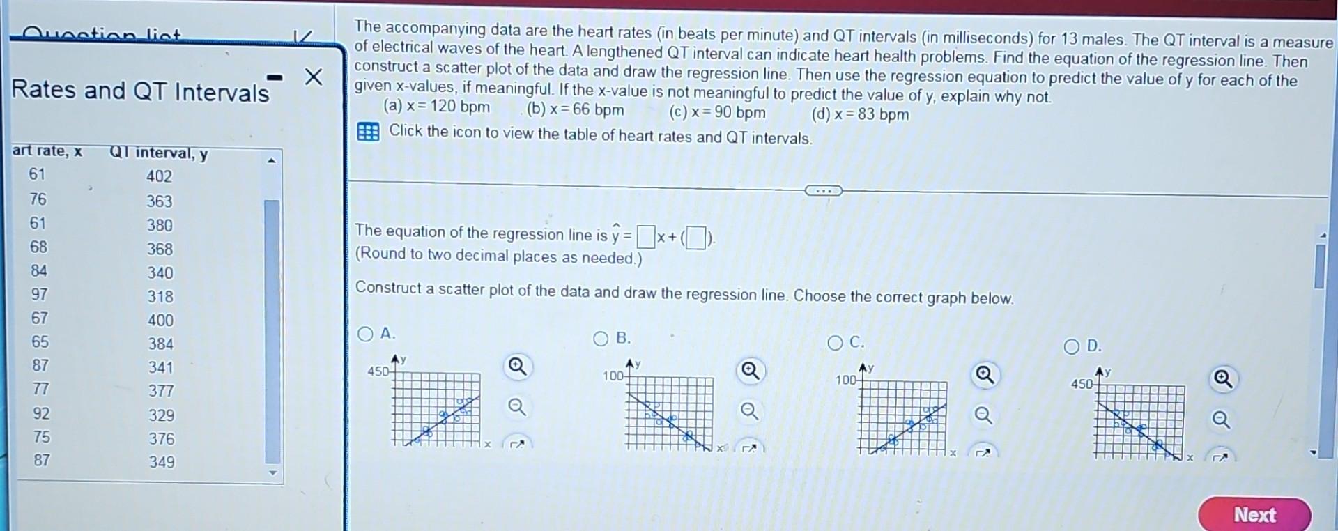 Solved (a) Predict the QT interval for a heart rate of 120 , | Chegg.com