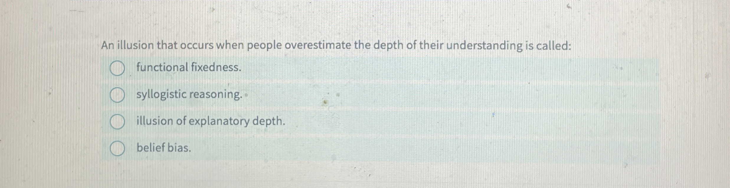 Solved An illusion that occurs when people overestimate the | Chegg.com