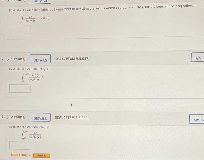 Solved 7. [-/1 Points] DETAILS SCALCET8M 5.3.016. Use Part 1 | Chegg.com