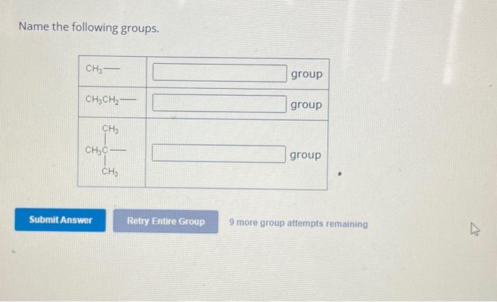 Solved Name the following groups. Name the following | Chegg.com
