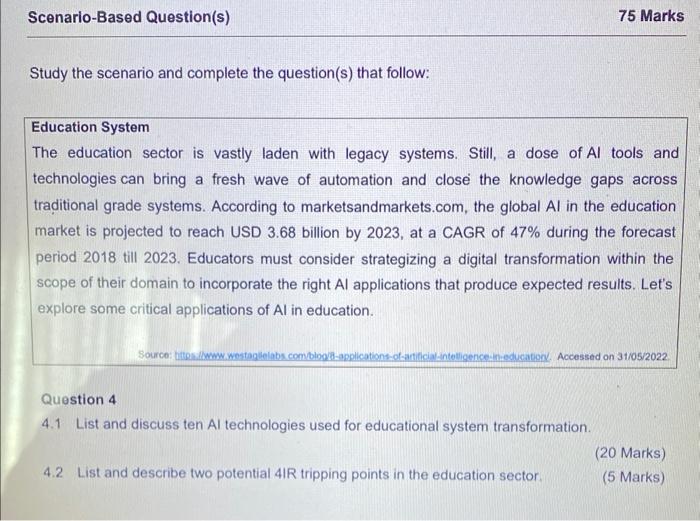 Solved Scenario-Based Question(s) Study the scenario and | Chegg.com