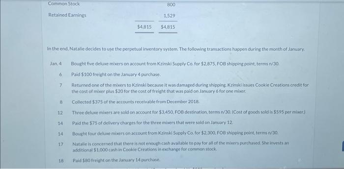 Because Natalie has had such a successful first few | Chegg.com