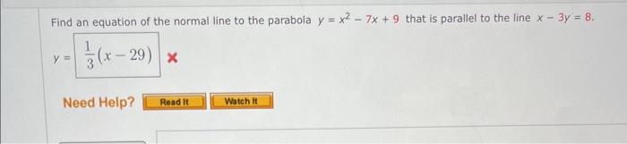 Solved Find an equation of the normal line to the parabola | Chegg.com