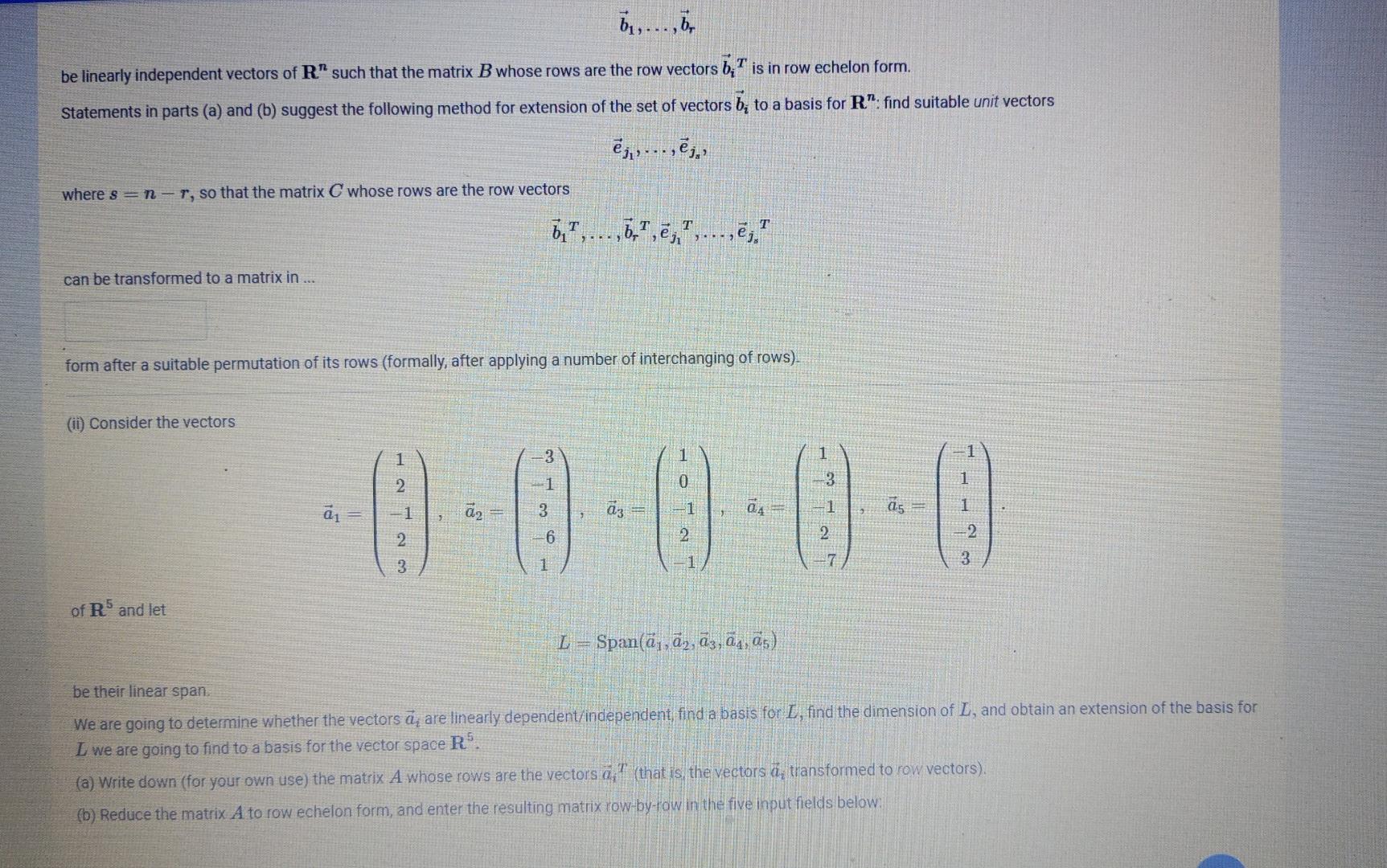 Solved (Linear Spans). Recall that the transpose operation | Chegg.com