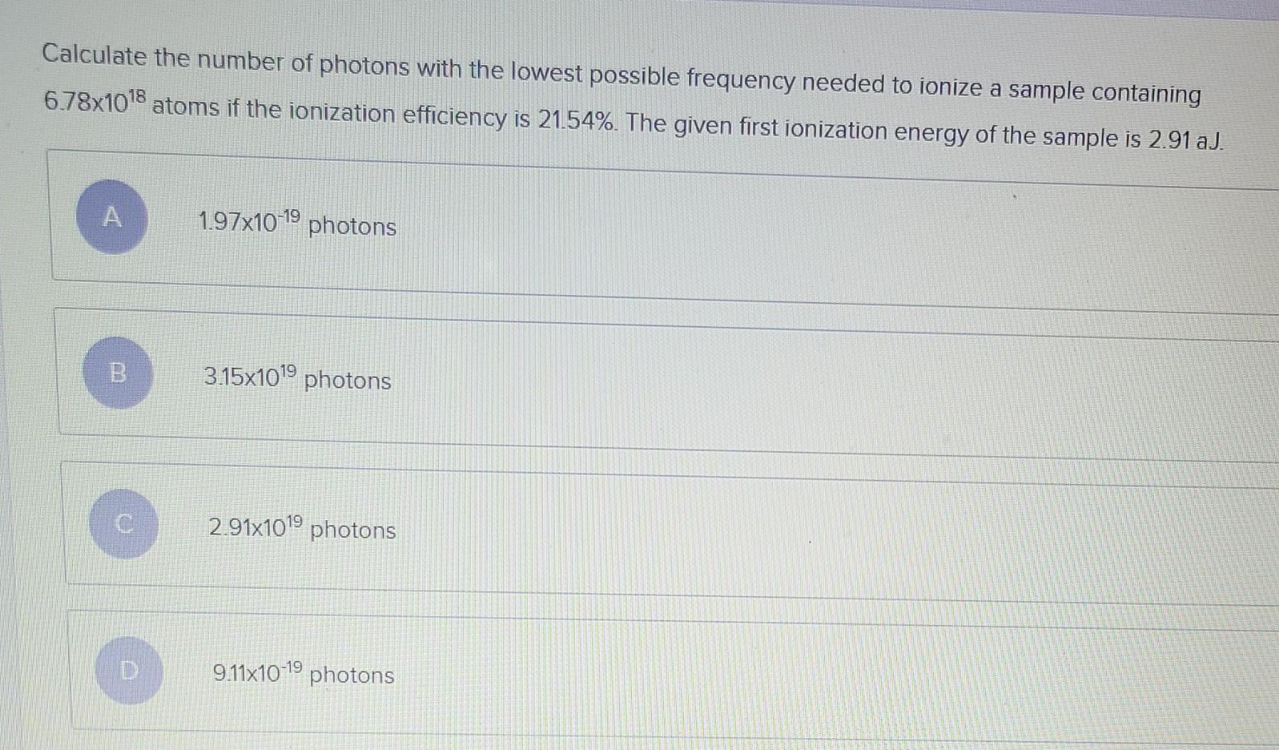 Solved Calculate the number of photons with the lowest | Chegg.com