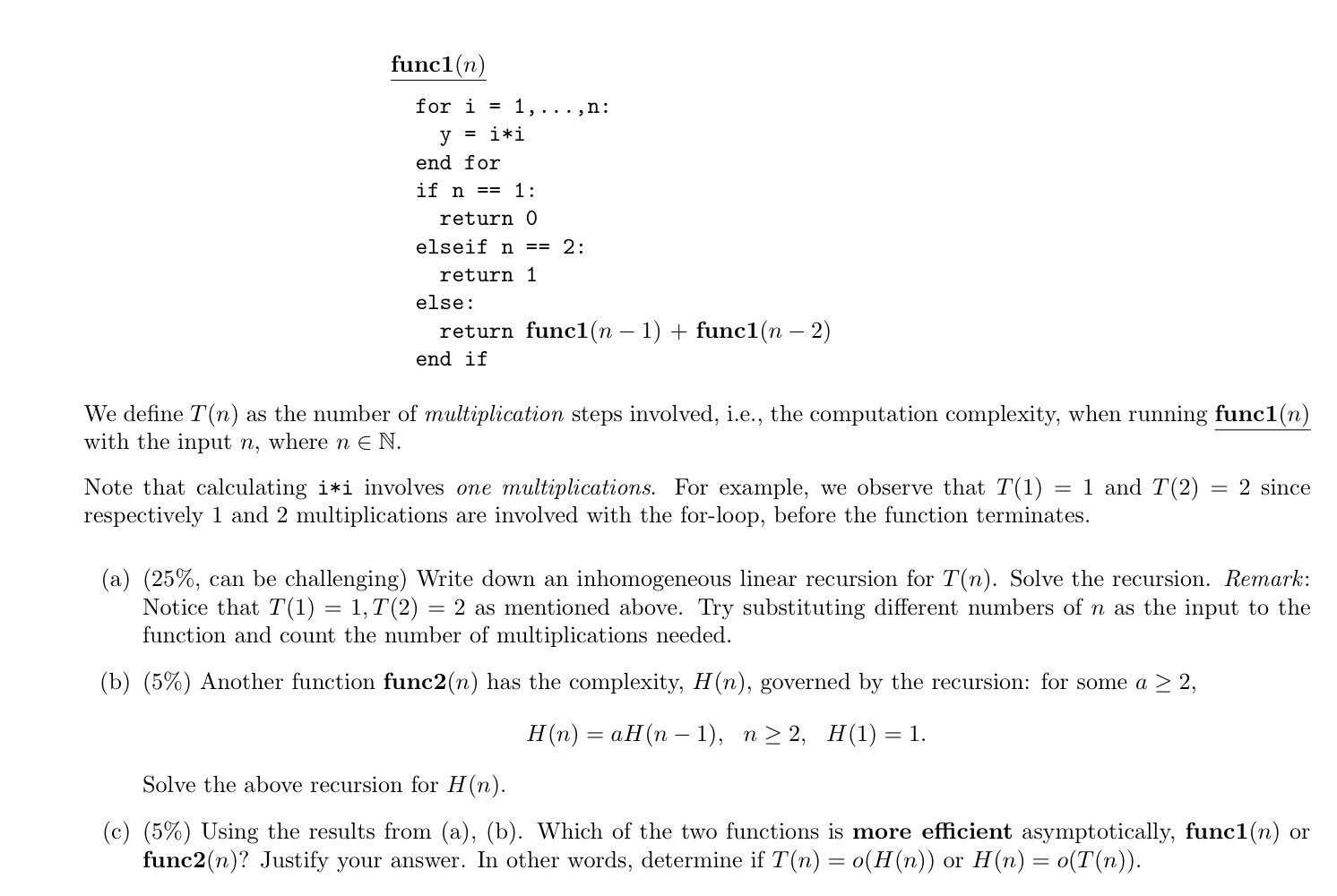 Solved We define T(n) ﻿as the number of multiplication steps | Chegg.com