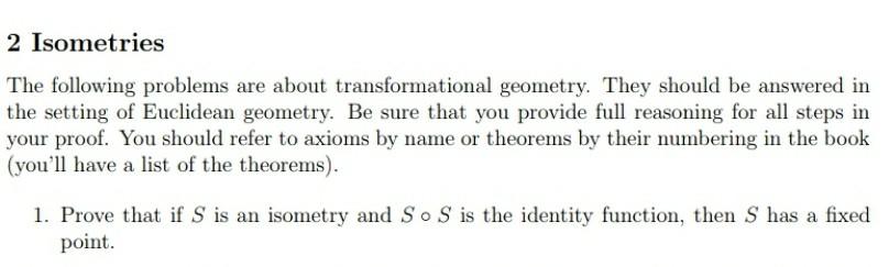 Solved 2 Isometries The following problems are about | Chegg.com