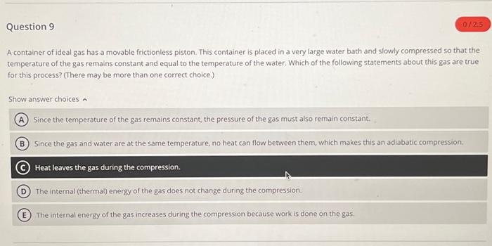 Solved A container of ideal gas has a movable frictionless | Chegg.com