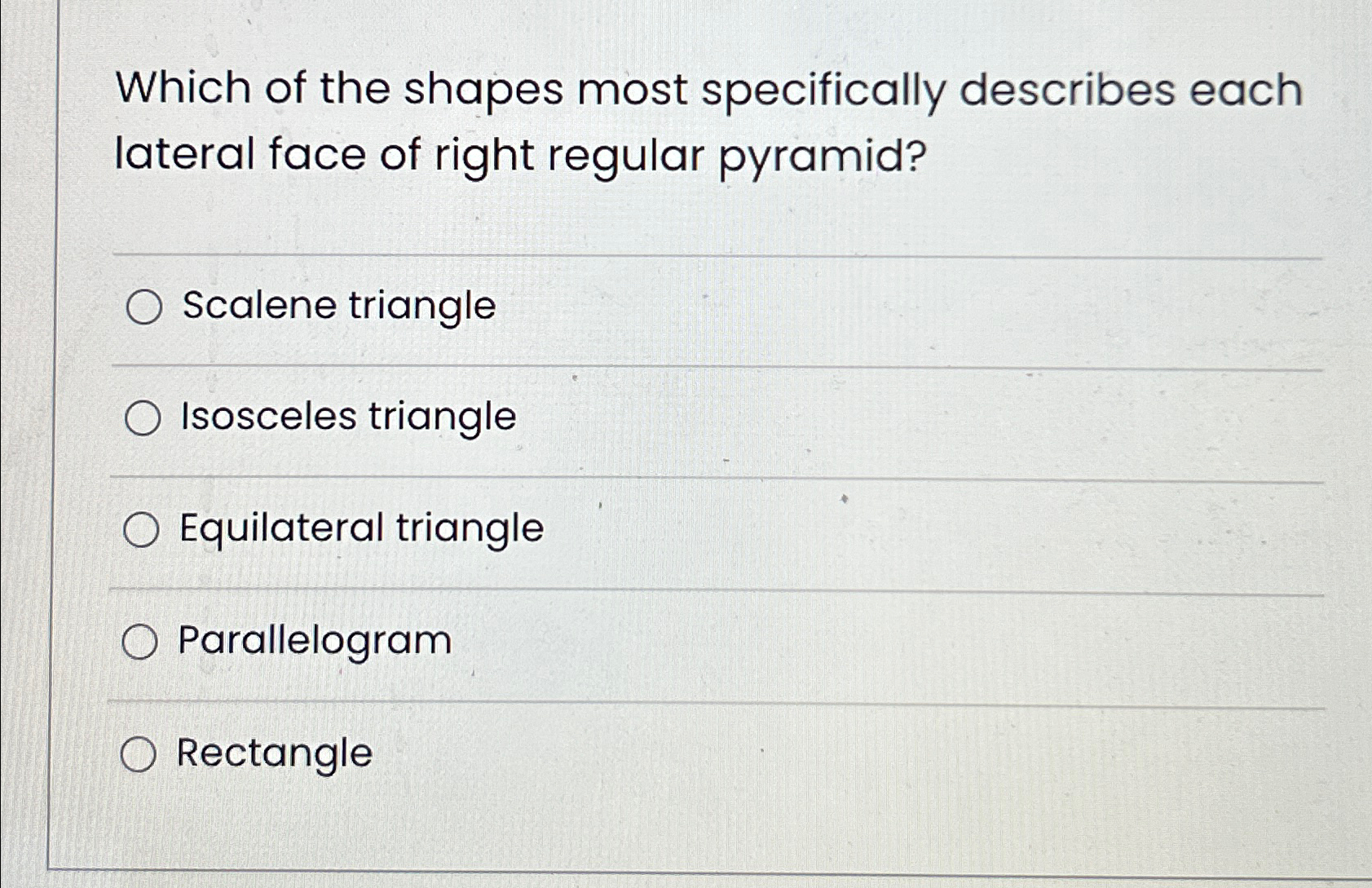 Solved Which of the shapes most specifically describes each | Chegg.com
