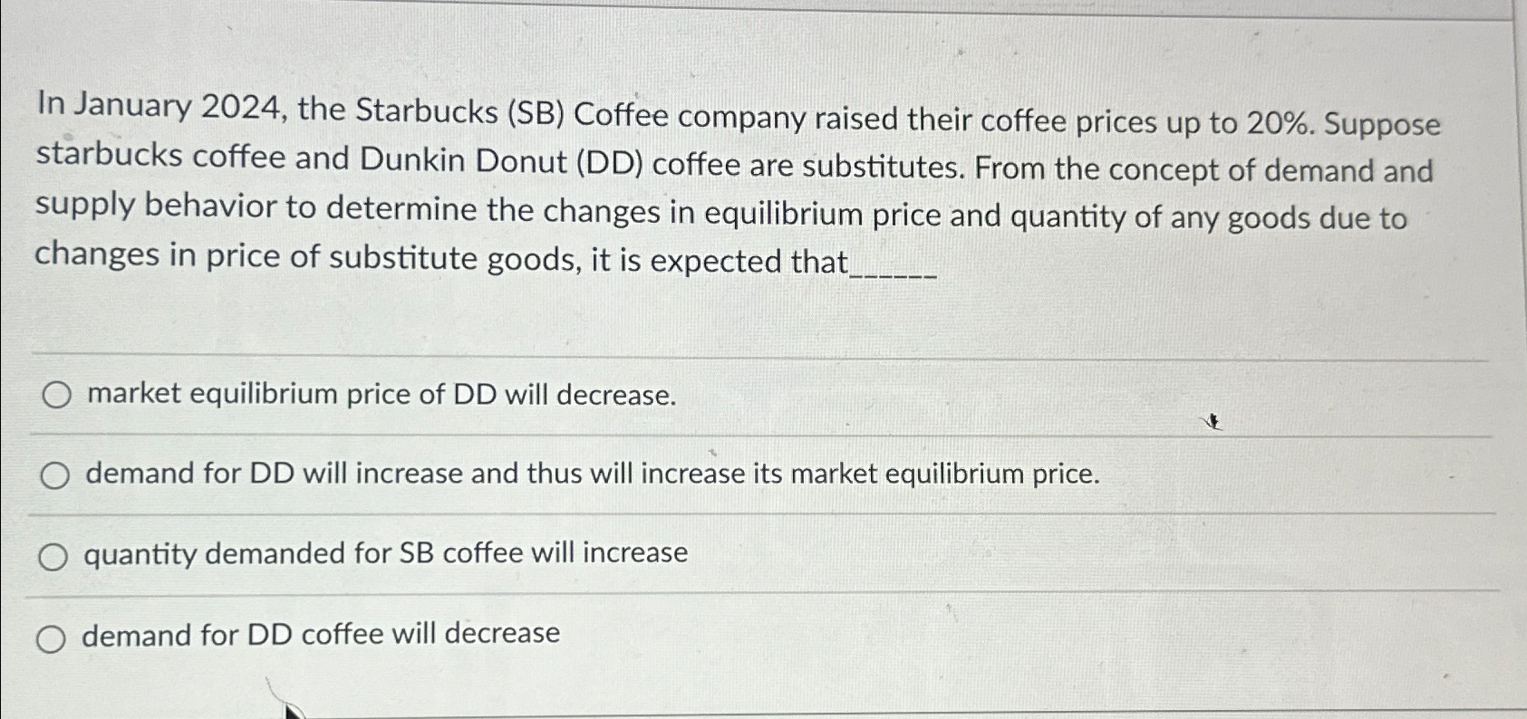Solved In January 2024, ﻿the Starbucks (SB) ﻿Coffee company | Chegg.com
