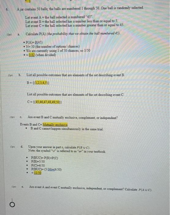 Solved b. List all possible outcomes that are elements of | Chegg.com