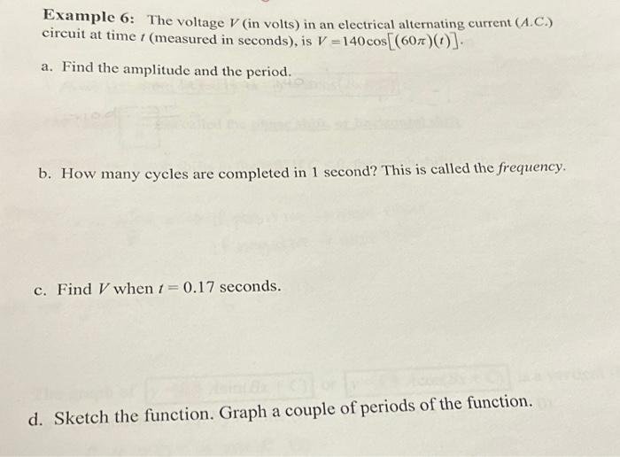 Solved Example 6: The voltage V (in volts) in an electrical | Chegg.com