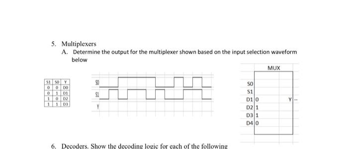 Solved 5. Multiplexers A. Determine the output for the | Chegg.com